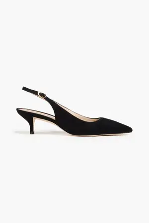 STUART WEITZMAN Leigh 50 Suede Slingback Pumps - Black