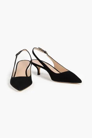 STUART WEITZMAN Leigh 50 Suede Slingback Pumps - Black