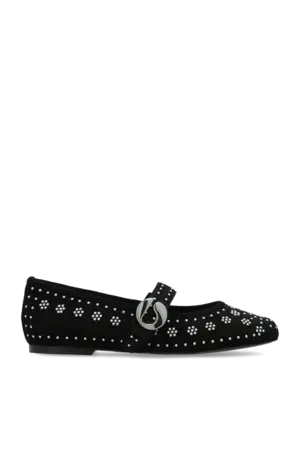 Coperni Suede Ballet Flats With Appliqués - Black