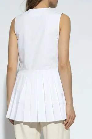 JIL SANDER Sleeveless Pleated Top - White