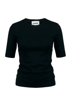 JIL SANDER Fitted Top With Round Neckline - Black