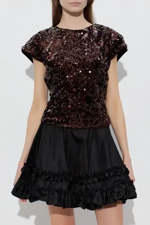 GANNI Open-back Sequin Top - Brown
