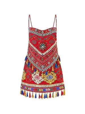 Camilla Tassel-detail Mini Dress - Red
