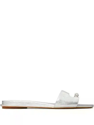 Tory Burch Pierced Flat Slides - Silver