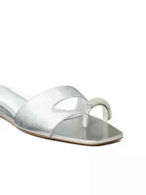 Tory Burch Pierced Flat Slides - Silver