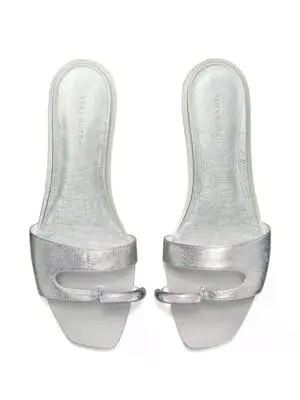 Tory Burch Pierced Flat Slides - Silver