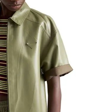 Prada Nappa Leather Zipper Shirt