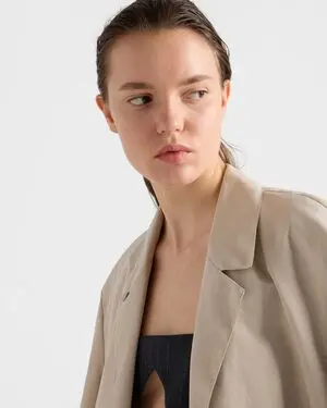 Prada Single-breasted Poplin Coat - Limestone