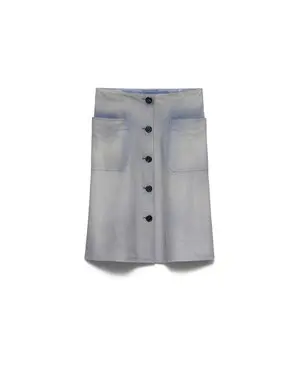 Prada Buttoned Suede Skirt - Light Blue