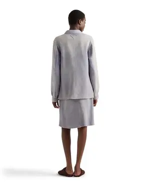 Prada Buttoned Suede Skirt - Light Blue
