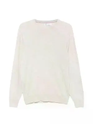 Brunello Cucinelli Crew Neck Long Sleeve Fine Knit Sweater - Neutrals