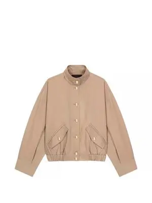 Maje Cotton Bomber Jacket - Neutrals