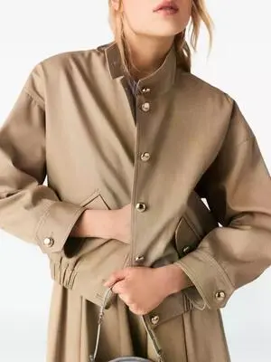 Maje Cotton Bomber Jacket - Neutrals
