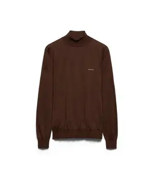Prada Cotton Mock Turtleneck Sweater - Brown