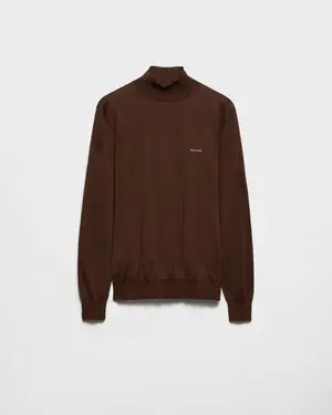 Prada Cotton Mock Turtleneck Sweater - Cocoa Brown