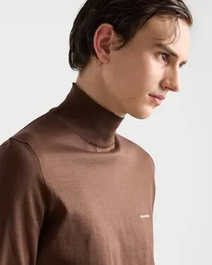 Prada Cotton Mock Turtleneck Sweater - Cocoa Brown