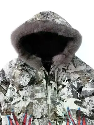 WHO DECIDES WAR Flame-print Hooded Parka Coat
