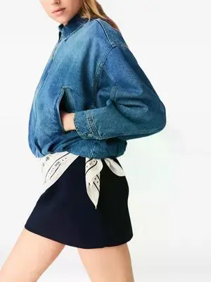 Maje Zip-up Denim Bomber Jacket