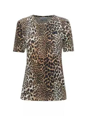 GANNI Leopard-print T-shirt - Neutrals