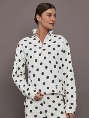 Carbon38 Polka Dot Half Zip Sweatshirt