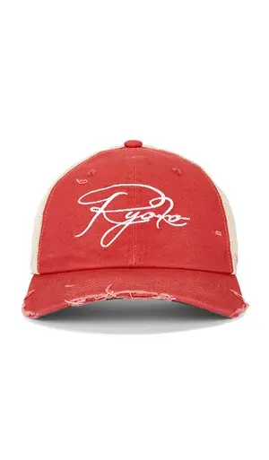 RYOKO RAIN Distressed Trucker Hat - Red