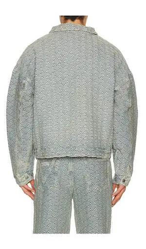 RYOKO RAIN Seigaiha Jacquard Denim Work Jacket