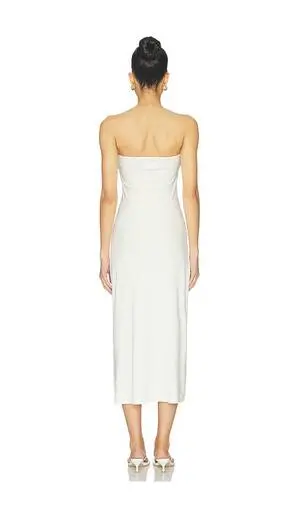 L*Space Strapless Ribbed Jersey Midi Dress With Front Knot Accent - Cream