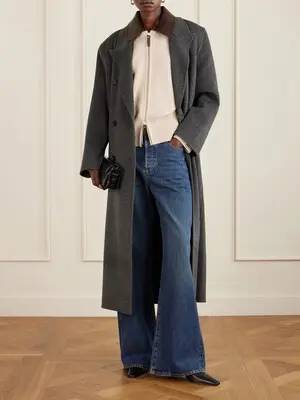 Brandon Maxwell Conrad Leather-trimmed Recycled Cashmere Jacket