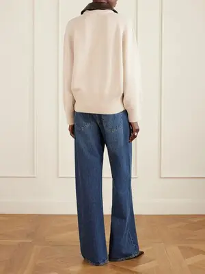 Brandon Maxwell Conrad Leather-trimmed Recycled Cashmere Jacket
