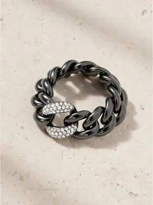 Shay 18-karat Gold, Ceramic And Diamond Ring - Black