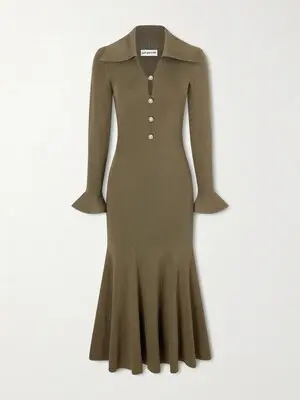 SELF-PORTRAIT Embellished Ribbed-knit Midi Dress