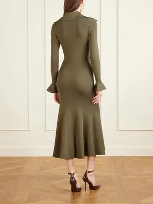 SELF-PORTRAIT Embellished Ribbed-knit Midi Dress
