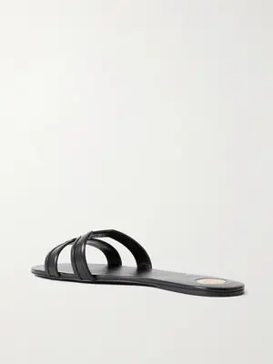 Saint Laurent Mabrouka Leather Slides - Black