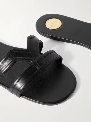 Saint Laurent Mabrouka Leather Slides - Black
