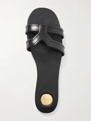 Saint Laurent Mabrouka Leather Slides - Black