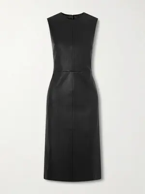 Stouls Eva Paneled Leather Midi Dress