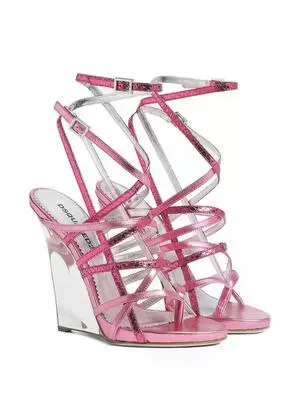 Dsquared2 Metallic Strappy Wedge Sandals