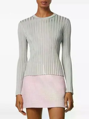 Versace Ribbed Crew-neck Long-sleeve Sweater With Medusa Stud