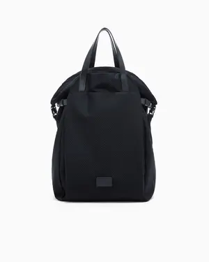 Giorgio Armani Mesh And Leather Backpack - Black