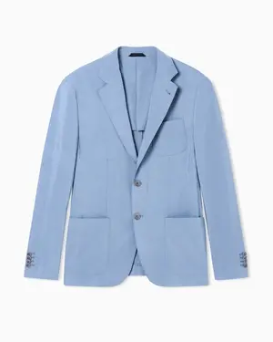 Giorgio Armani Upton Line Single-breasted Jacket In Washed Silk - Light Blue