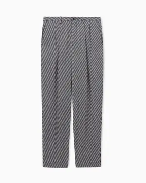 Giorgio Armani Lyocell And Silk Pleated Trousers With Diagonal Print