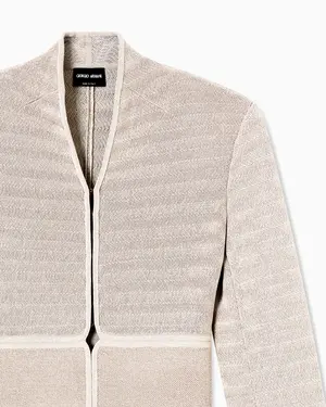 Giorgio Armani Ottoman-effect Viscose-blend Knit Jacket - Beige