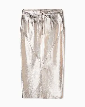 Giorgio Armani Laminated Leather Pencil Skirt - Beige