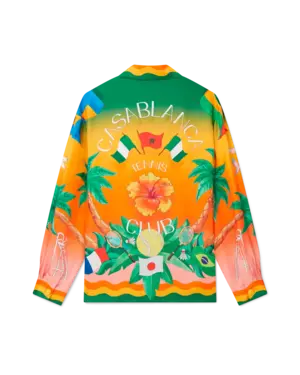 Casablanca Tennis Club En Fleur Long Sleeve Silk Shirt - Multicolor
