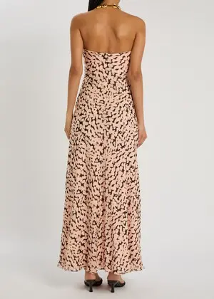 Staud Cassie Tortoise-print Silk Maxi Dress