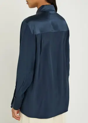 JOSEPH Panelled Silk Blouse - Indigo