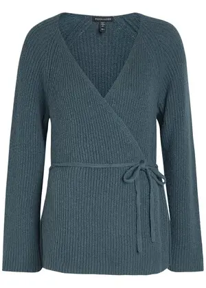 Eileen Fisher Ribbed Cotton-blend Wrap Cardigan