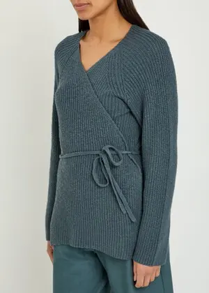 Eileen Fisher Ribbed Cotton-blend Wrap Cardigan