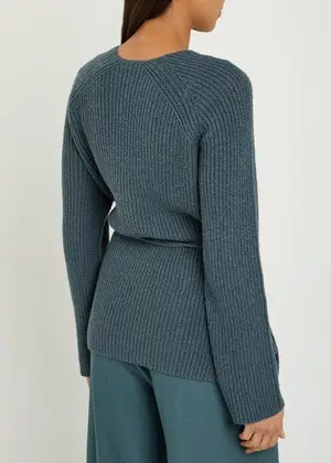 Eileen Fisher Ribbed Cotton-blend Wrap Cardigan
