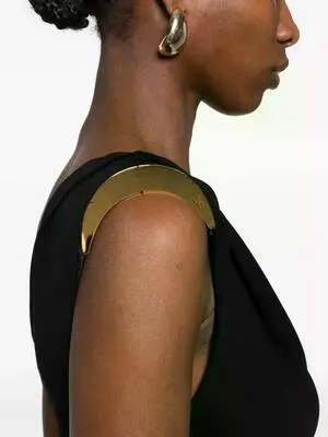 Elisabetta Franchi One-shoulder Draped Bodysuit With Golden Metal Accent - Black